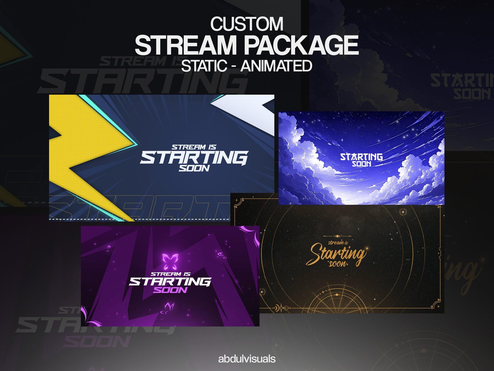 Custom Stream Overlay - Twitch Overlay Package - Screens, Alerts ...