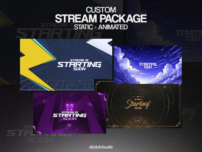 Custom Stream Overlay - Twitch Overlay Package - Screens, Alerts ...