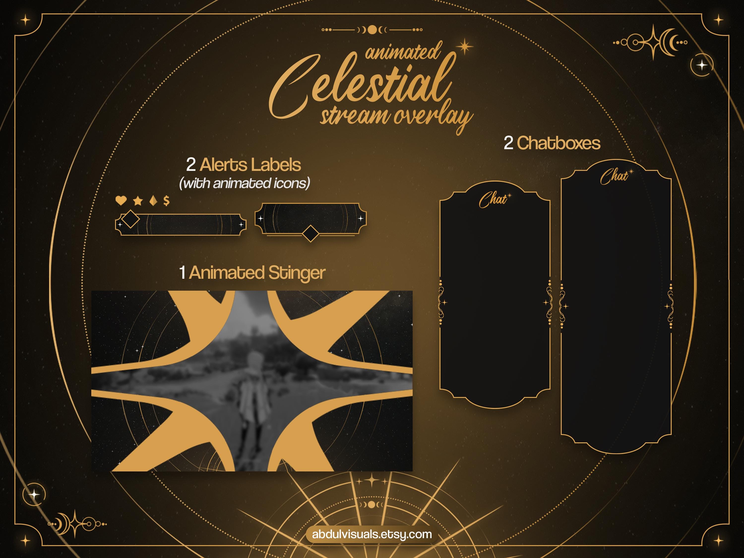 Animated Stream Overlay Celestial, Celestial Stream Pack, Gold ...