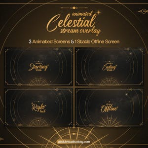 Animated Stream Overlay Celestial, Celestial Stream Pack, Gold, Mystical Theme, Animated Stream ...