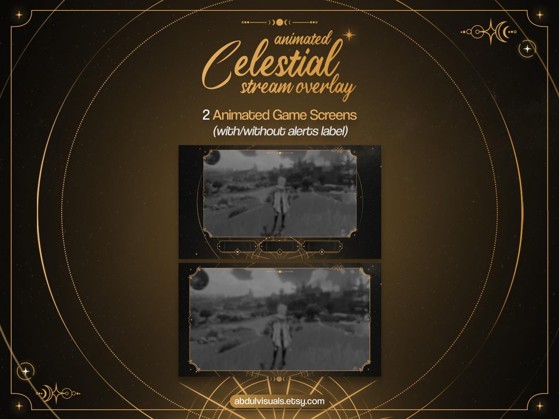 Animated Stream Overlay Celestial, Celestial Stream Pack, Gold ...