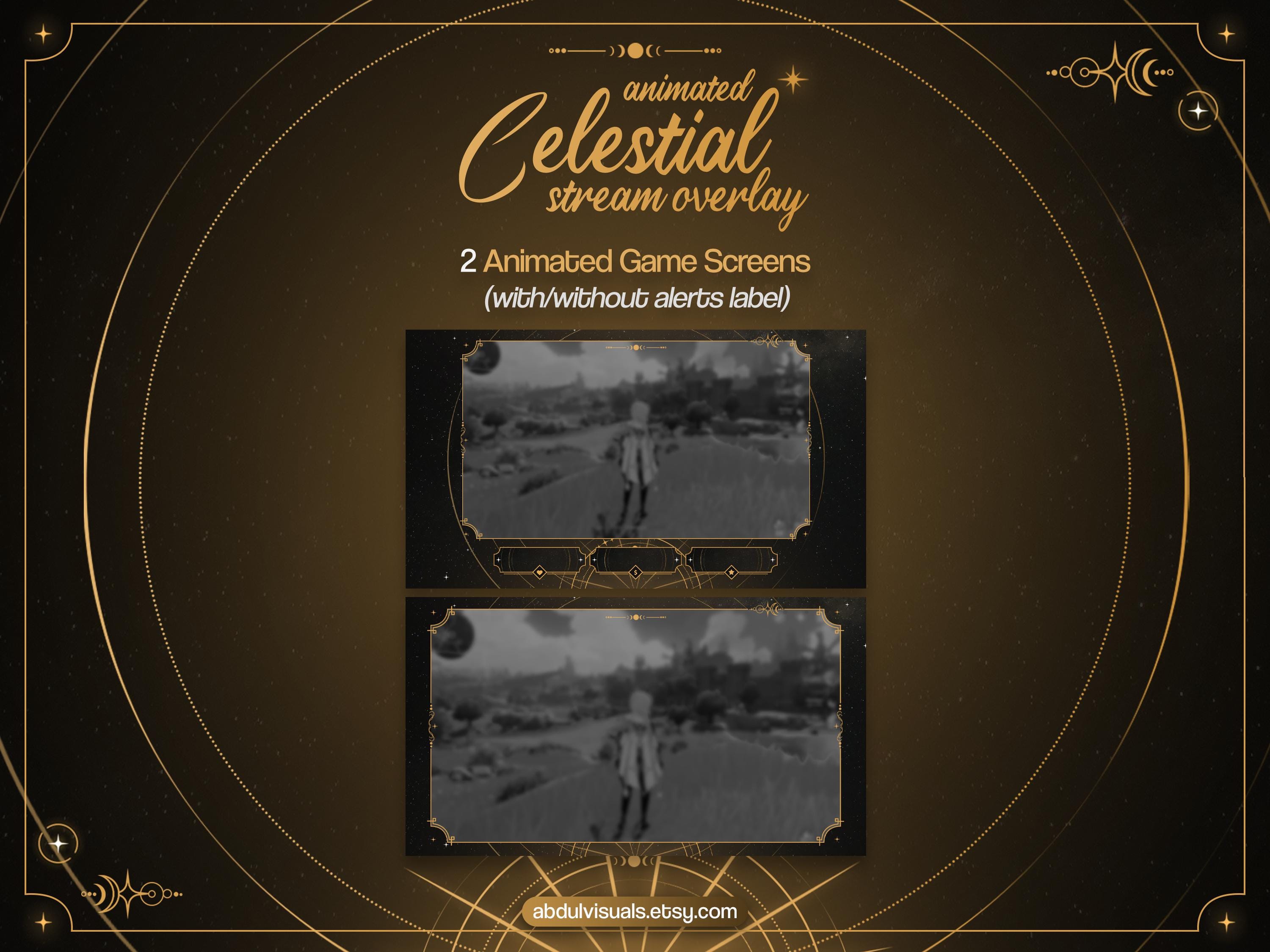 Animated Stream Overlay Celestial, Celestial Stream Pack, Gold ...