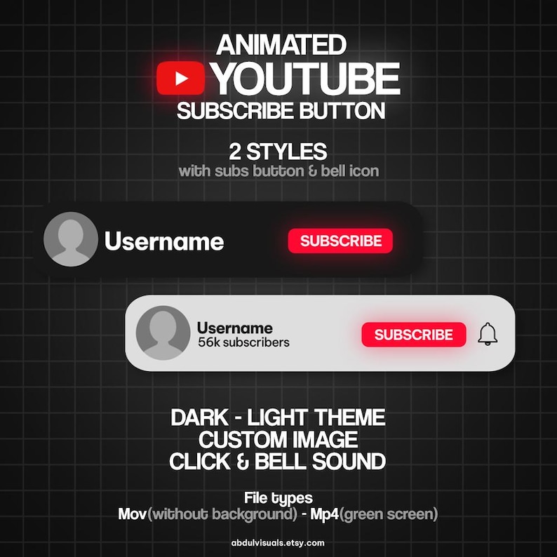 Custom Animated Youtube Subscribe Button, Youtube Button, Subscribe Button Animation, Button ...