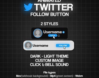 Custom Animated Twitch Follow Button, 2 Styles, Black and White Theme, Twitch Lower Third ...