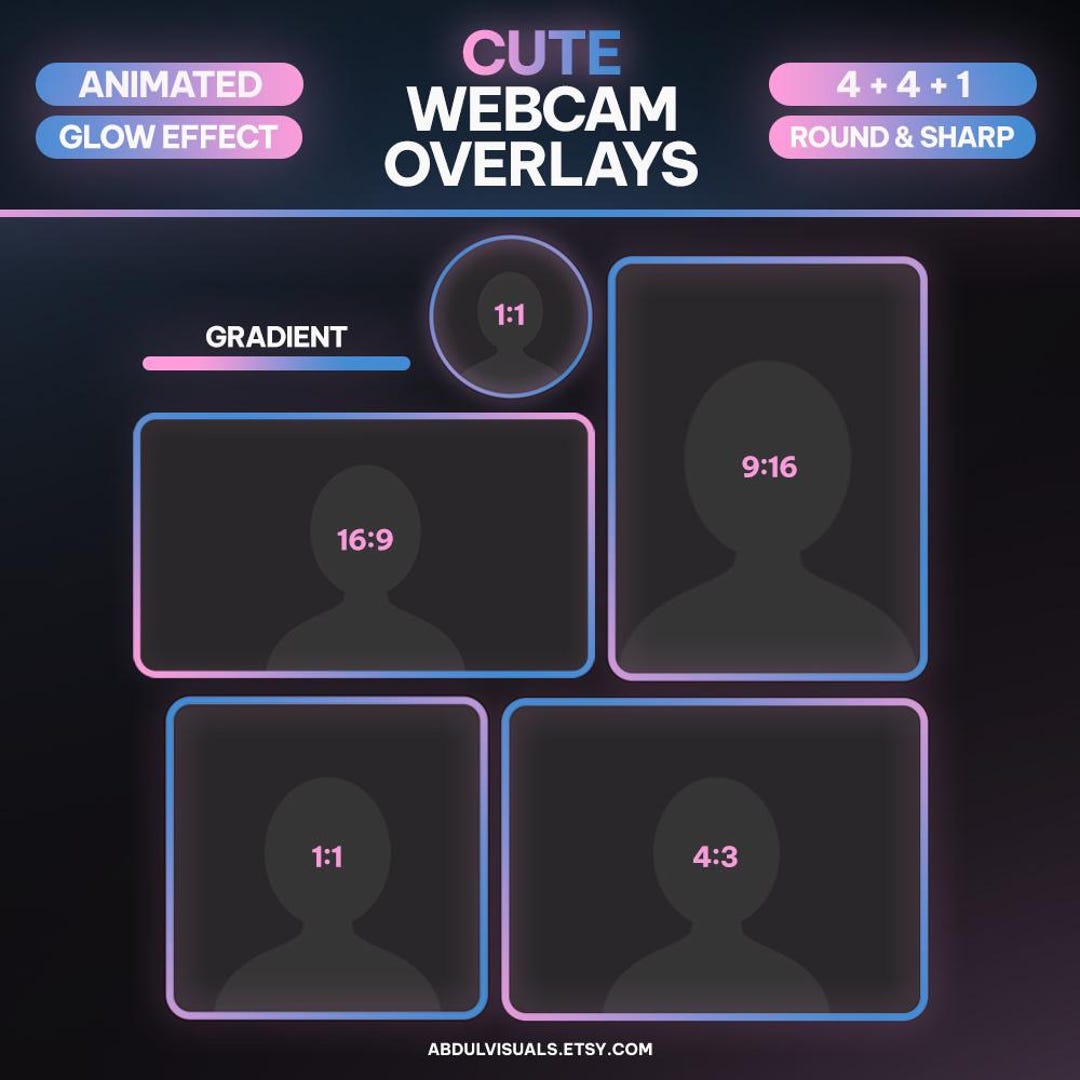 Animated Webcam Overlay, Pink & Blue, Circle and All Standard Sizes ...