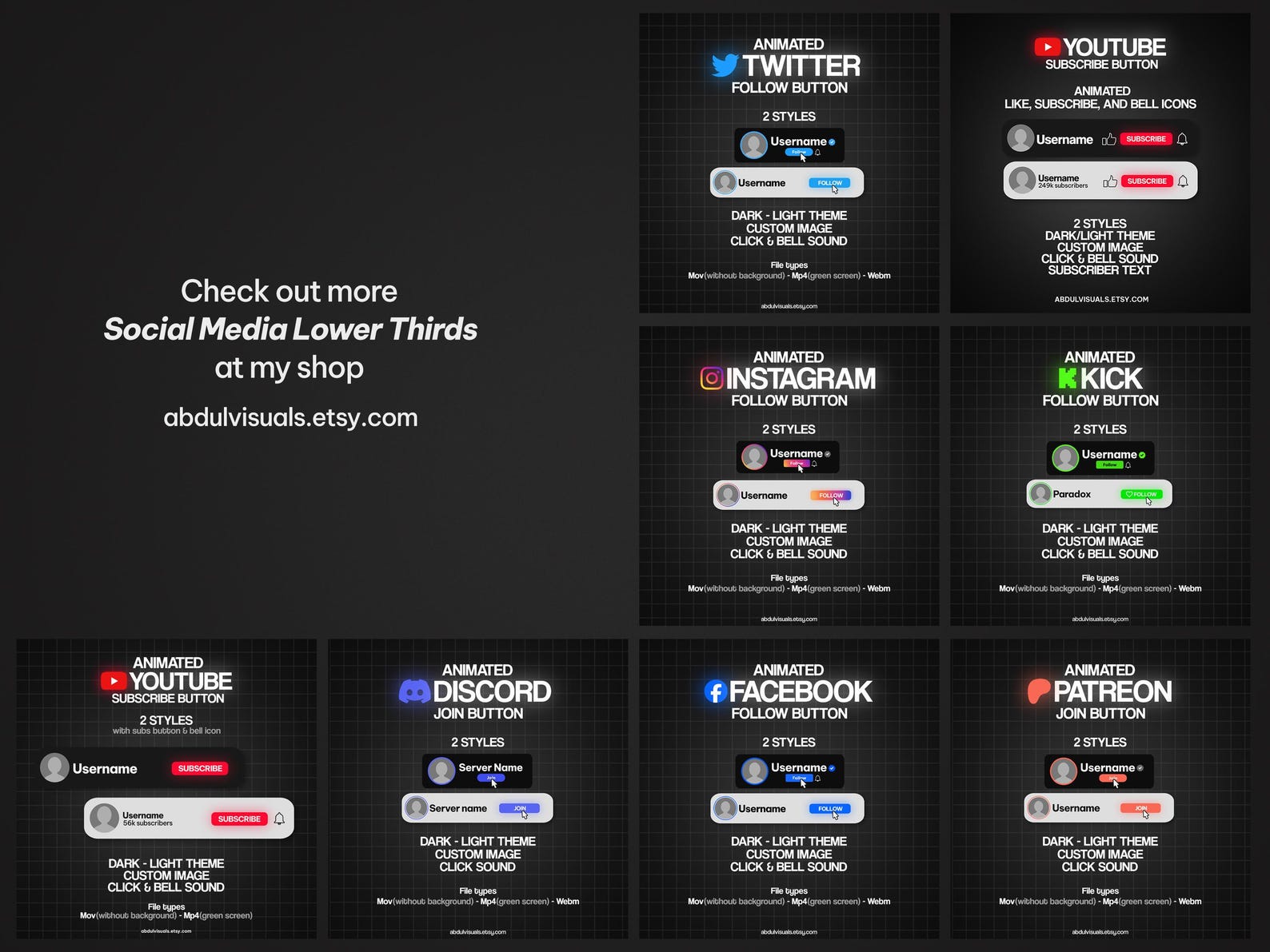 Personalized Animated Social Media Button, Pop up Animation, Youtube ...