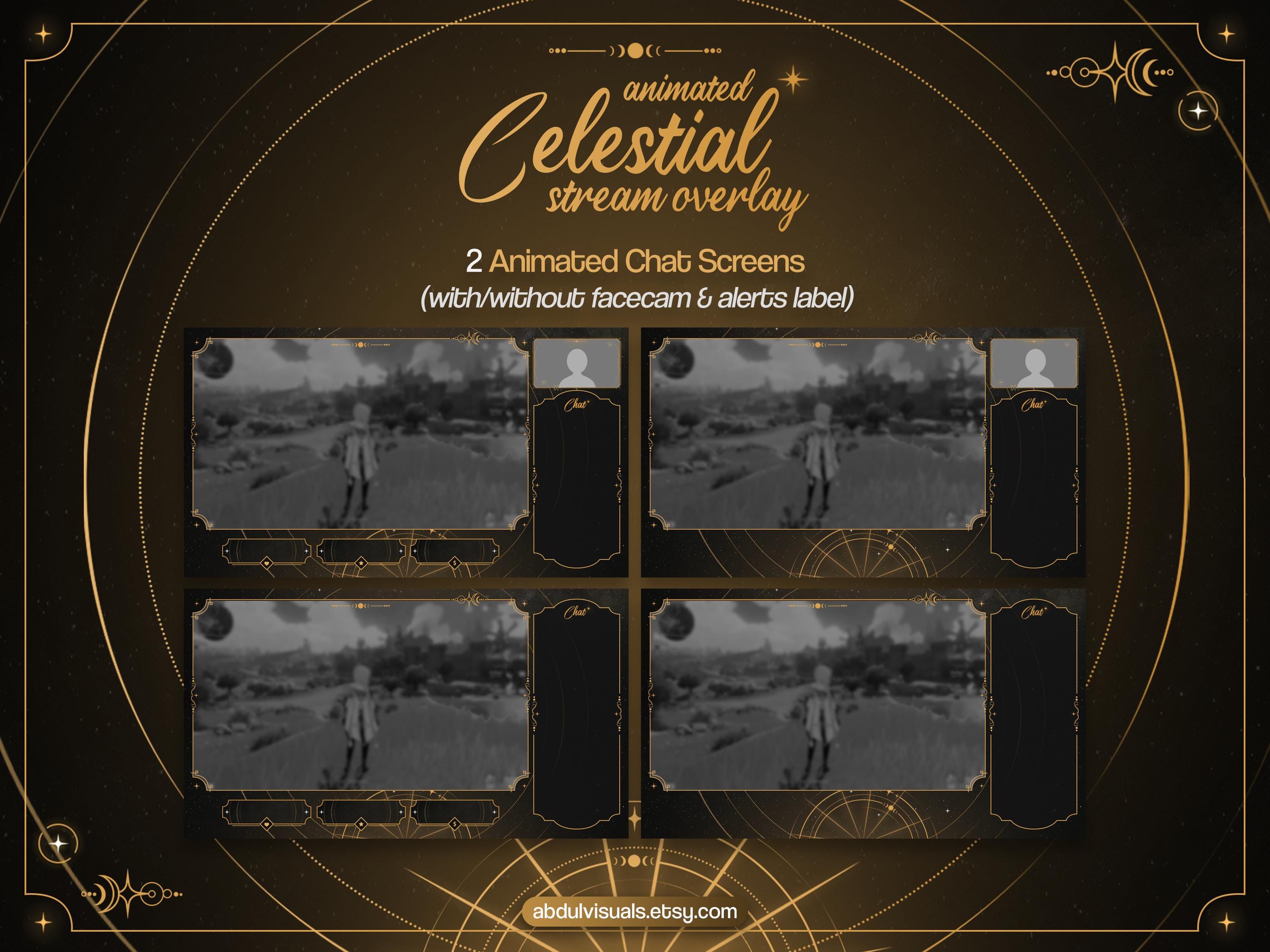 Animated Stream Overlay Celestial, Celestial Stream Pack, Gold ...