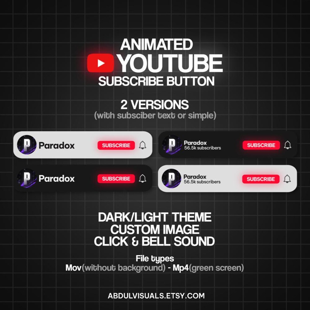 Custom Animated Youtube Subscribe Button, Youtube Button, Subscribe ...