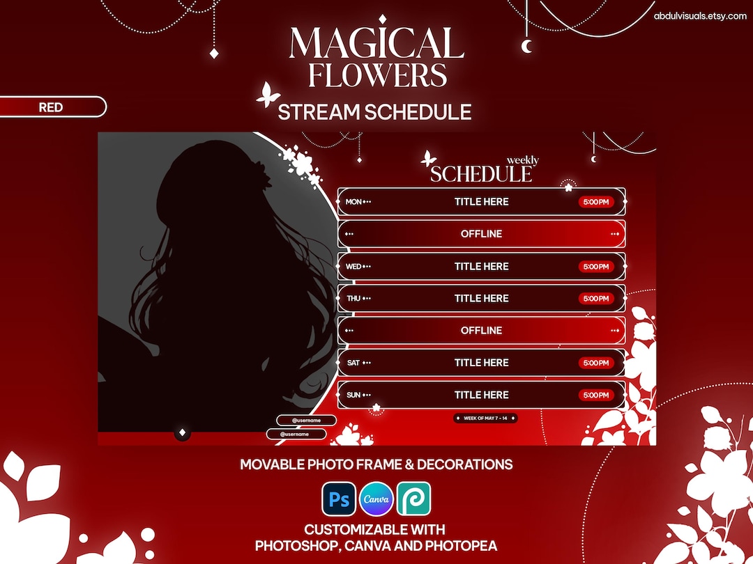 Magical Flowers Stream Schedule - Canva Customizable - Schedule ...