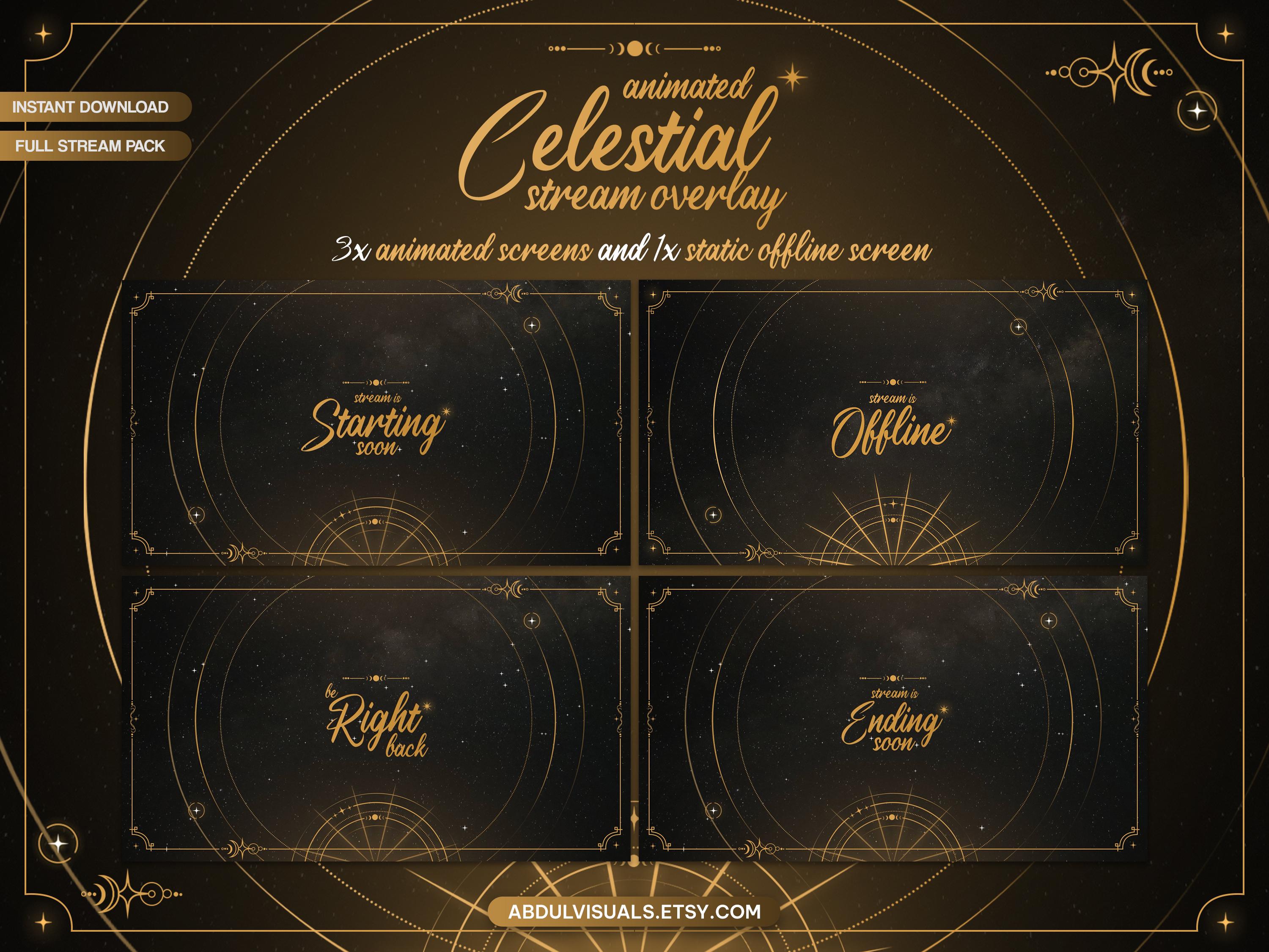 Animated Celestial Stream Overlay Celestial Stream Pack Celestial Twitch Overlay Package ...