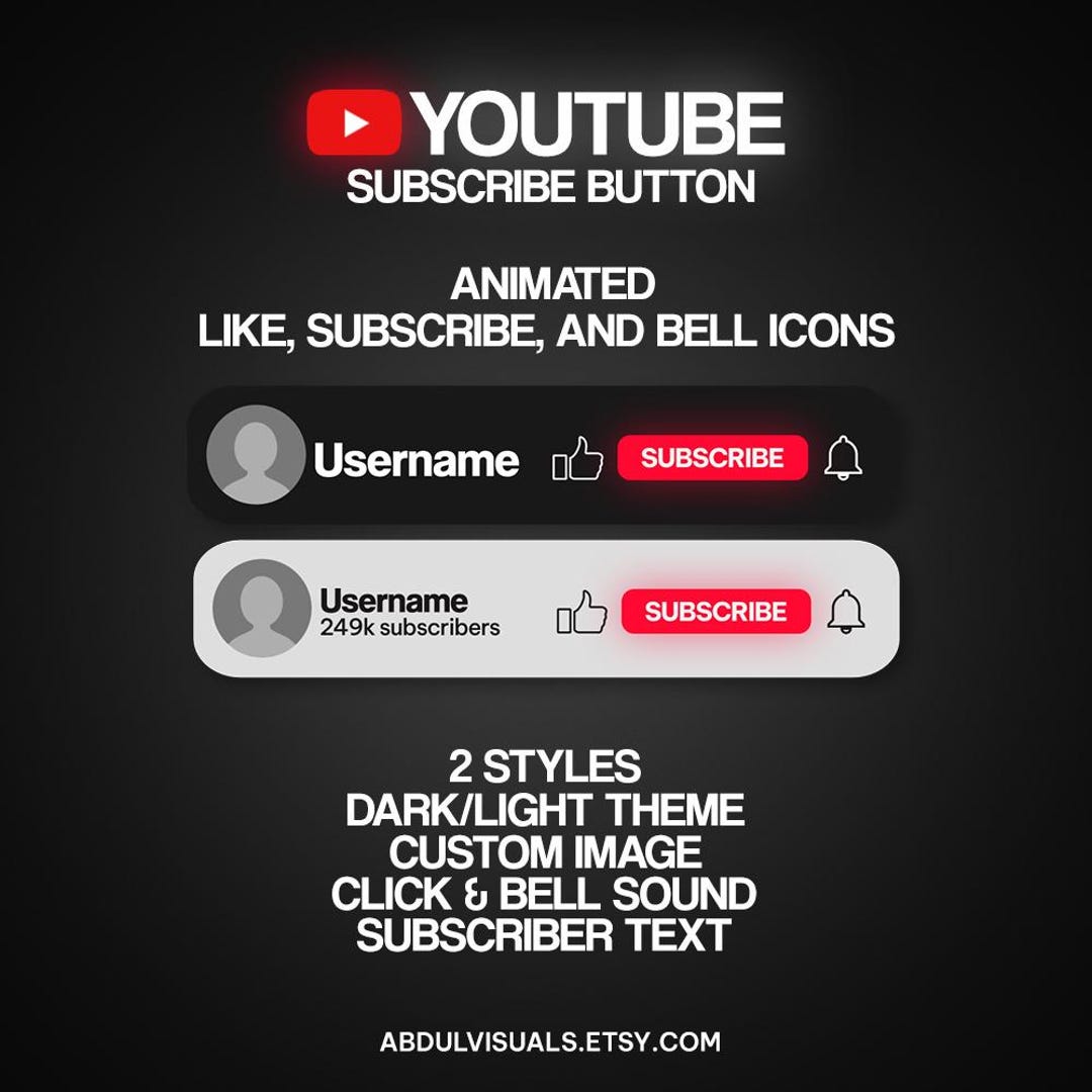 Personalized Youtube Subscribe Button, Youtube Button, Subscribe Button ...