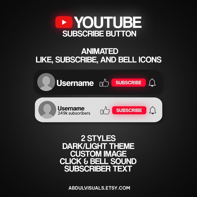 Personalized Youtube Subscribe Button, Youtube Button, Subscribe Button Animation, Button ...