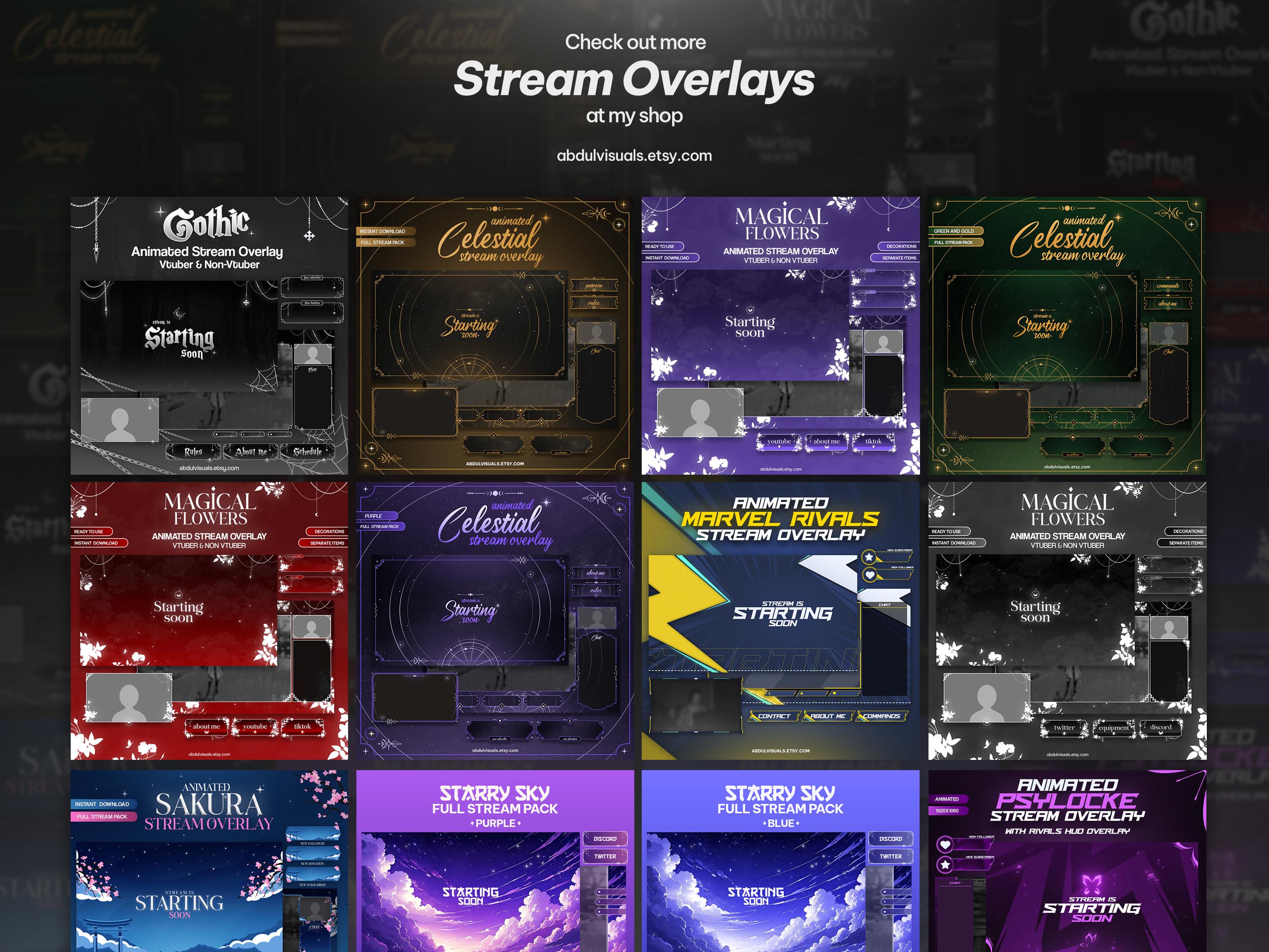 Gothic Animated Stream Overlay, Red and Black, Vtuber Stream Pack, Moon ...
