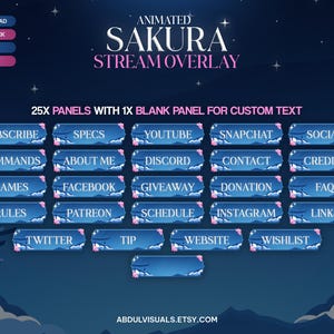 Sakura, Pink Cherry Blossom Stream Package, Pink Sakura Overlay, Japanese Theme, Vtuber Assets ...