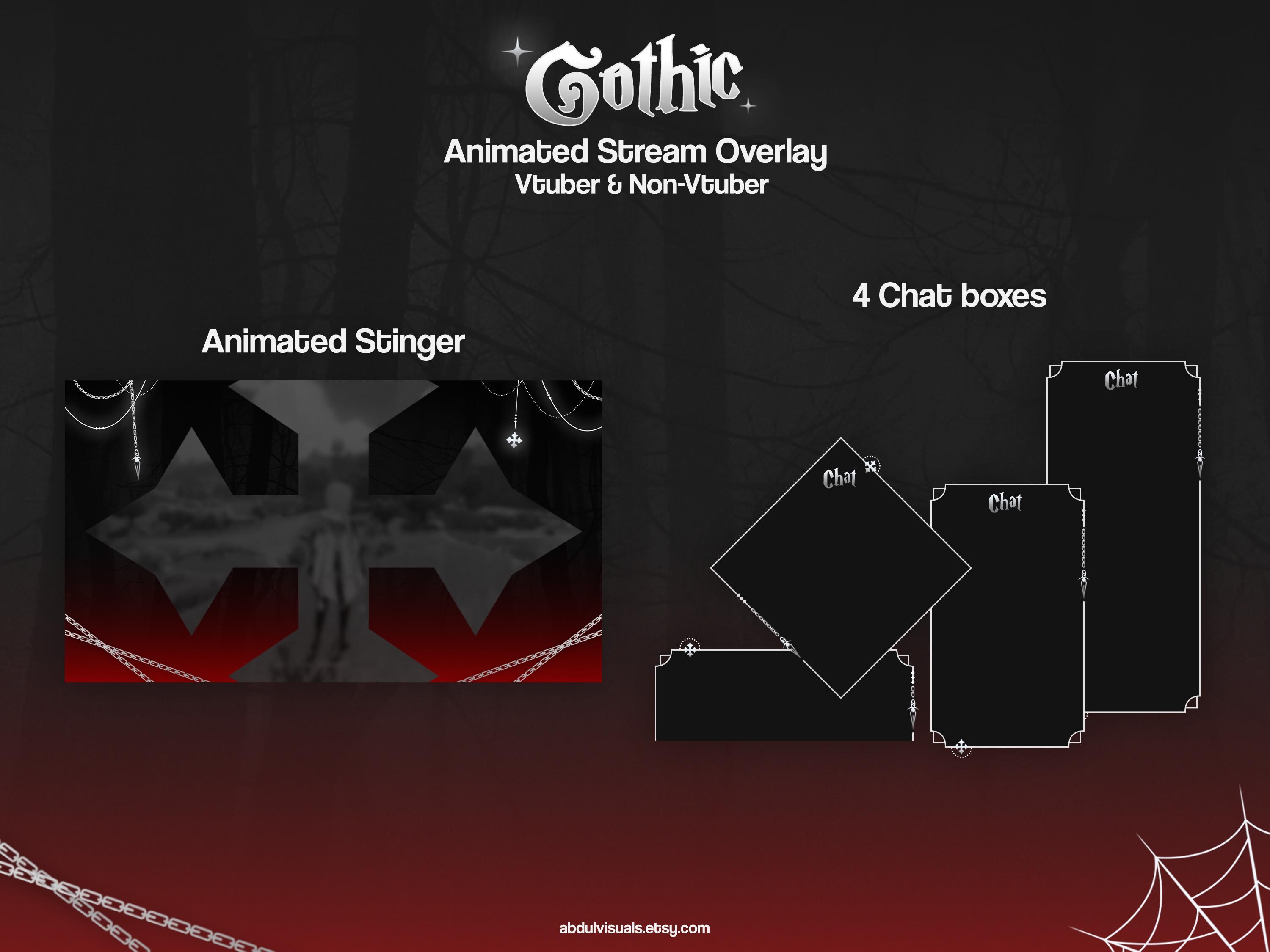 Gothic Animated Stream Overlay, Red and Black, Vtuber Stream Pack, Moon ...