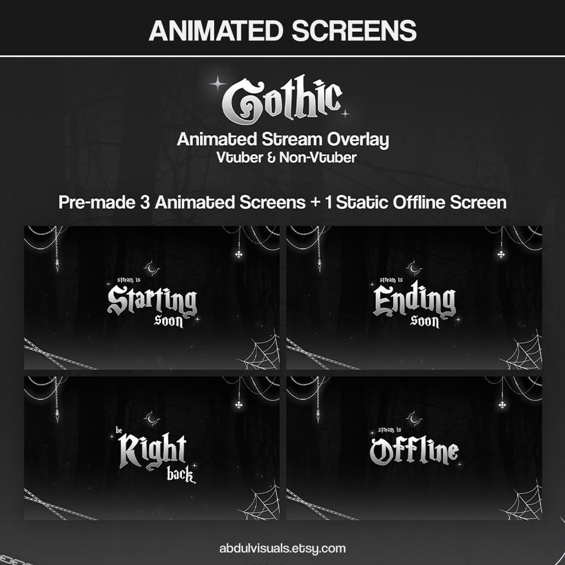 Goth Animated Screens - Black and White - Moon - Stars - Starting ...