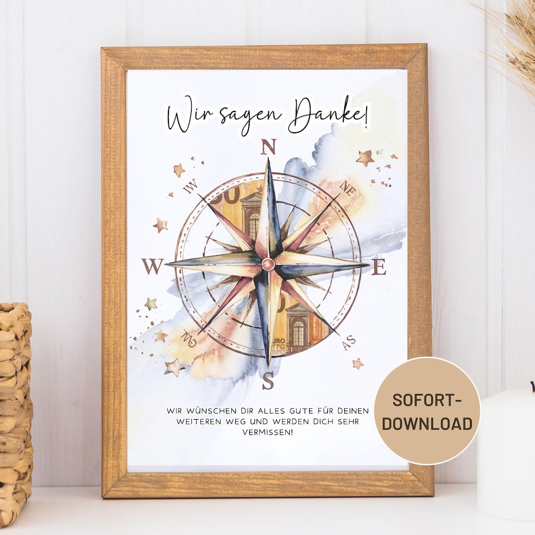 Farewell Money Gift Card | Compass Printable (PDF Download) - Etsy