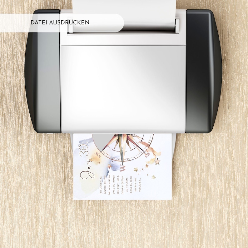 30th Birthday Money Gift Printable | German Text Compass Design (PDF ...