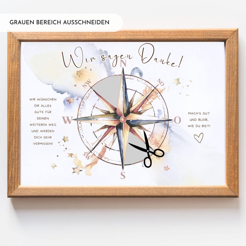 German Goodbye Money Gift | Printable Compass Farewell Card (PDF Download) - Etsy