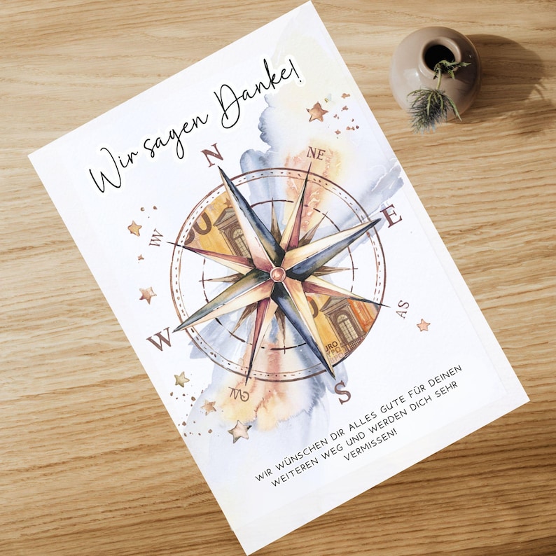 Farewell Money Gift Card | Compass Printable (PDF Download) - Etsy