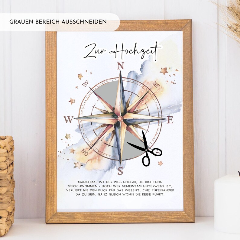 German Wedding Money Gift | Compass Printable (PDF Download) - Etsy