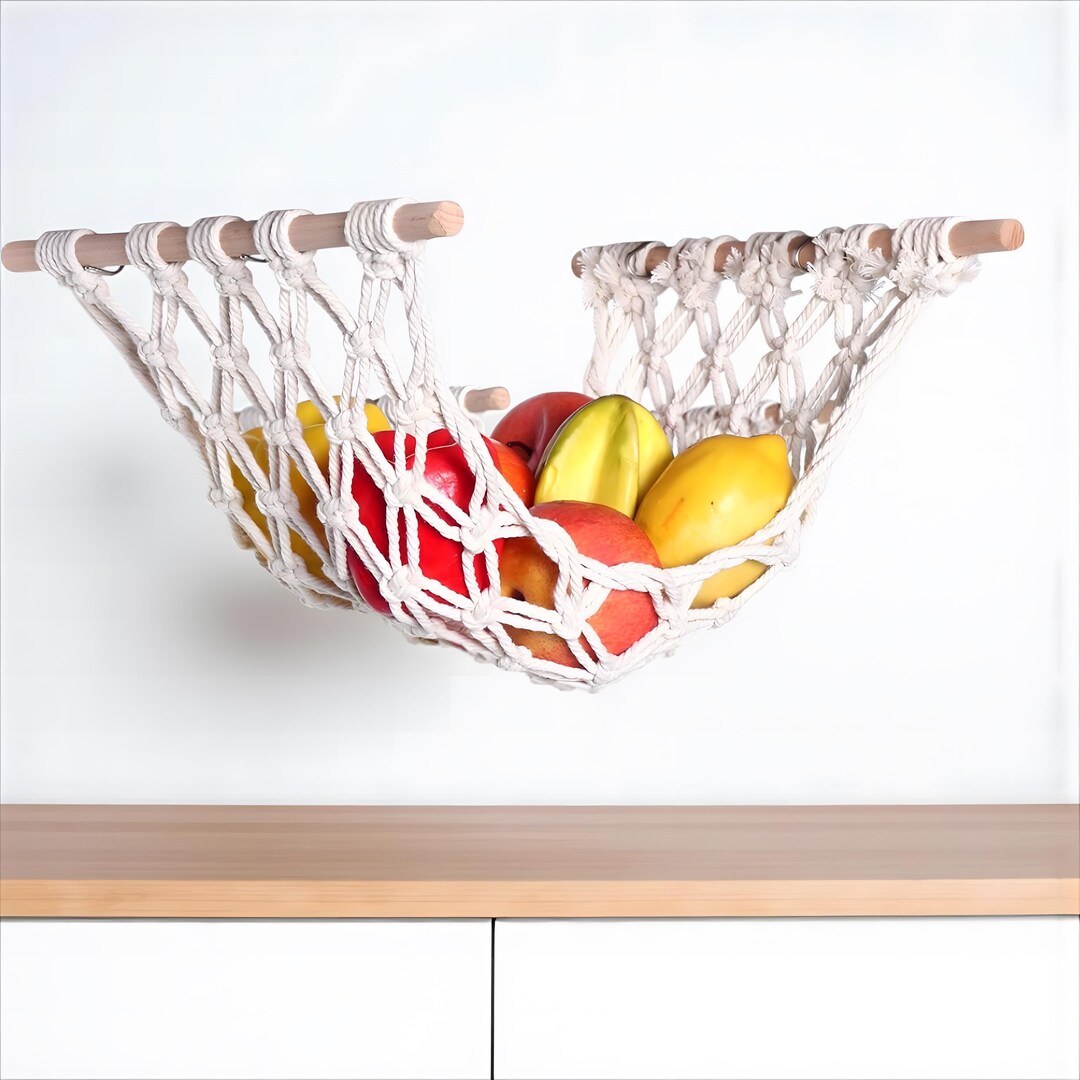 Handmade Boho Fruit Net: Rustic Kitchen Storage Organizer - Etsy