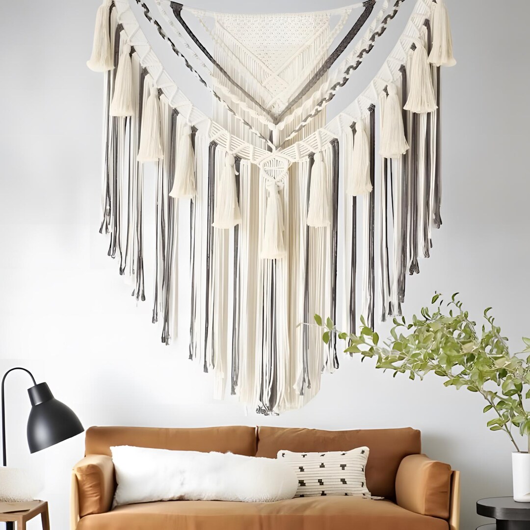 Boho Lace Decorative Wall Tapestry | Large Handmade Woven Panel | Chic ...