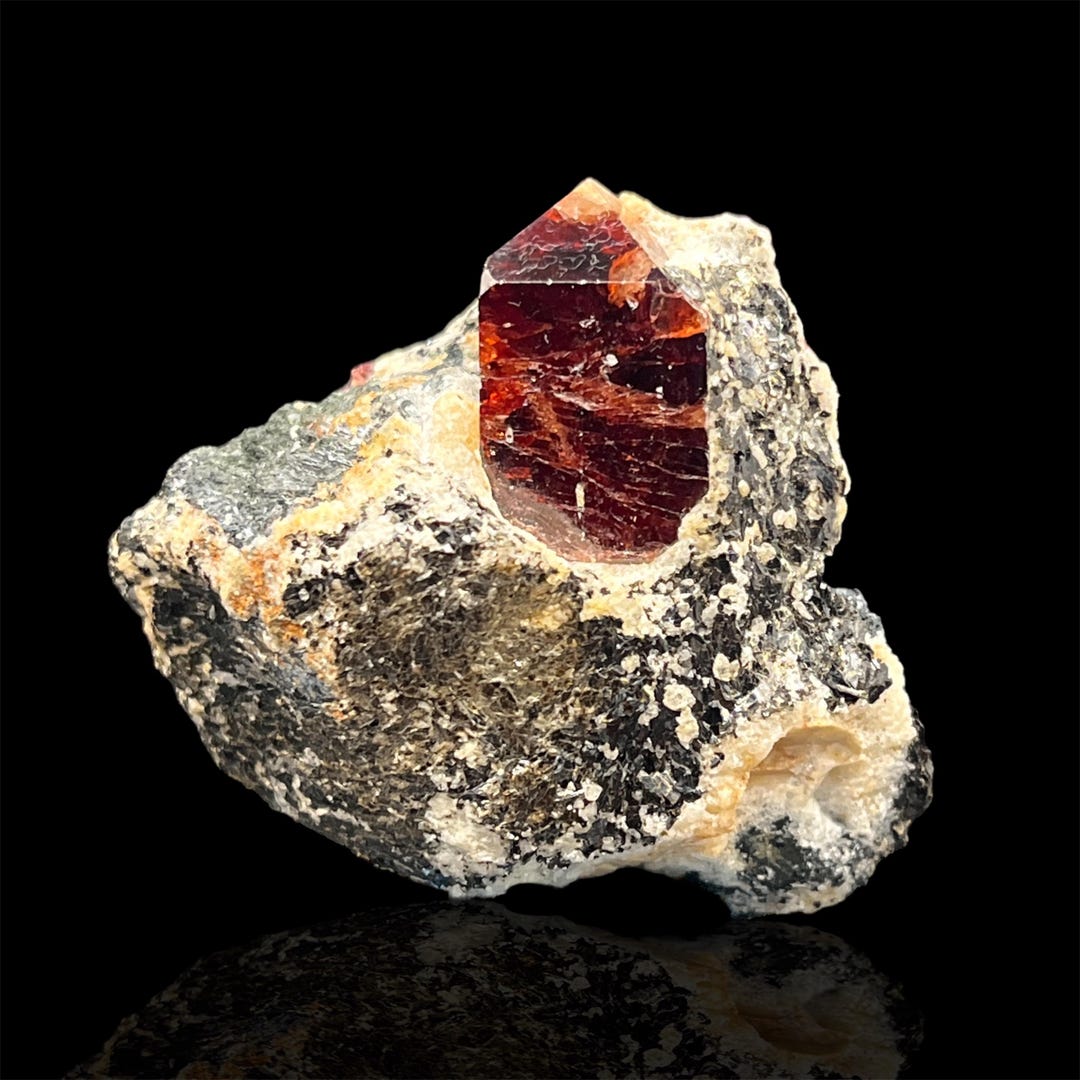 Natural Red Zircon Crystal Specimen | Raw Zircon With Mother Rock ...