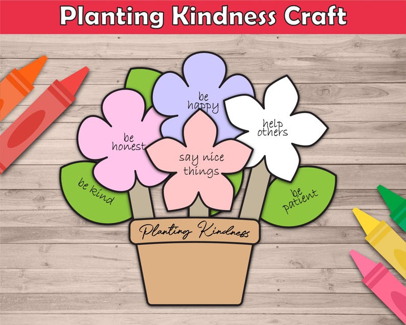 Planting Kindness Craft for Kids, Flowerpot Template (DIY) - Etsy