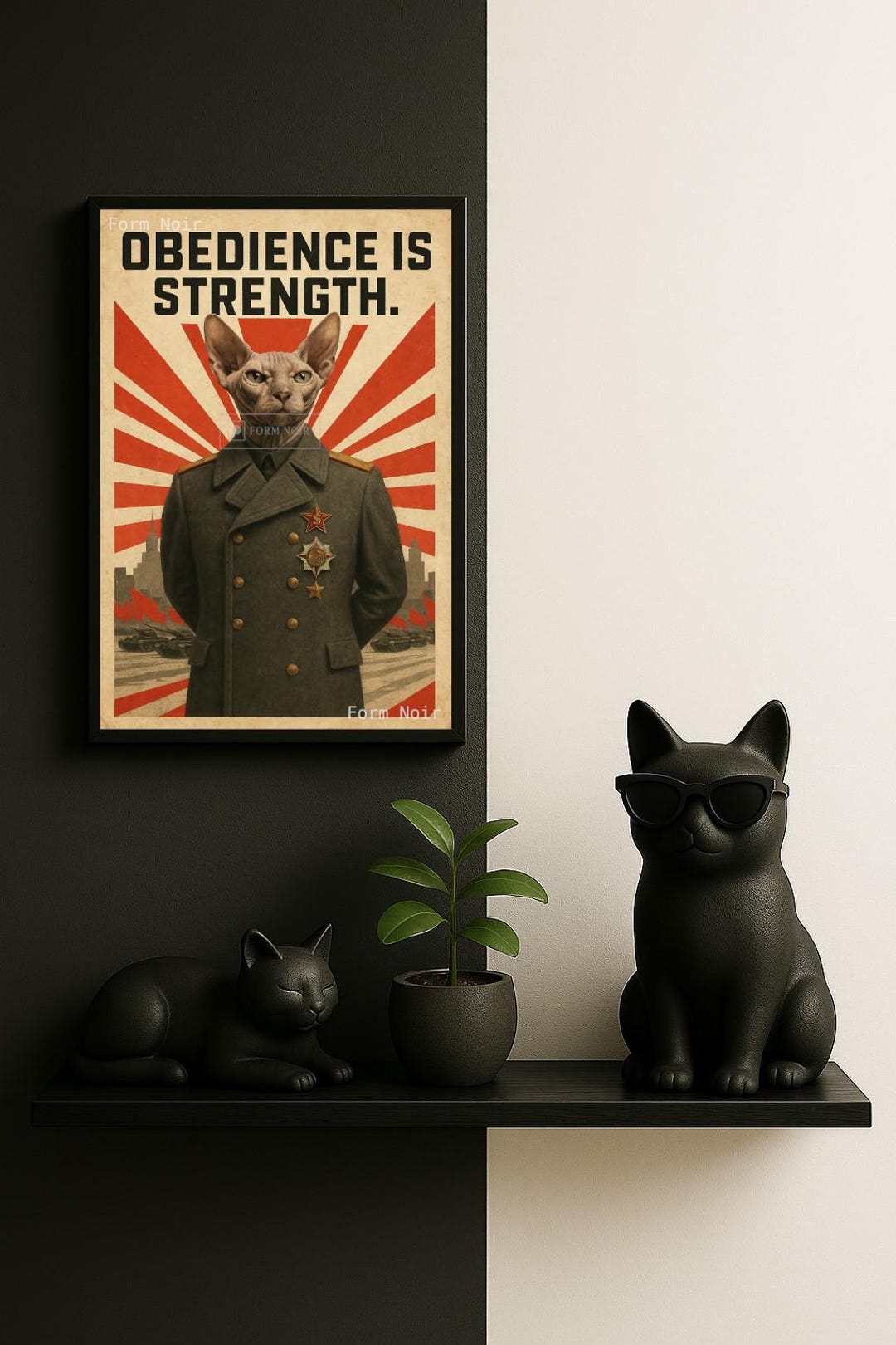 Obedience Cat Poster – Funny Sphynx Wall Art – Propaganda Style Digital ...