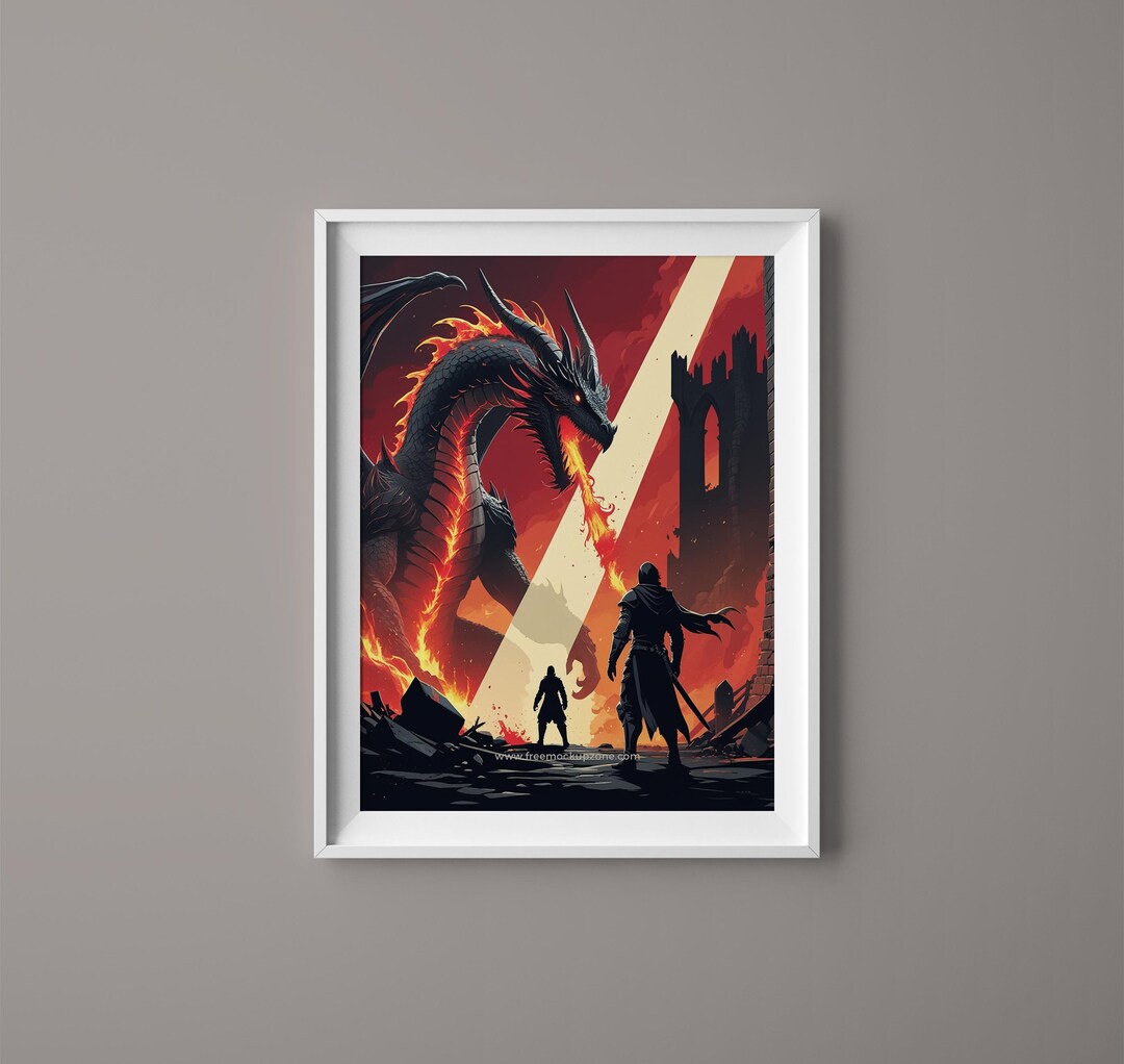 Epic Final Boss Battle | Digital Fantasy Art | Dark Dragon & Warrior ...