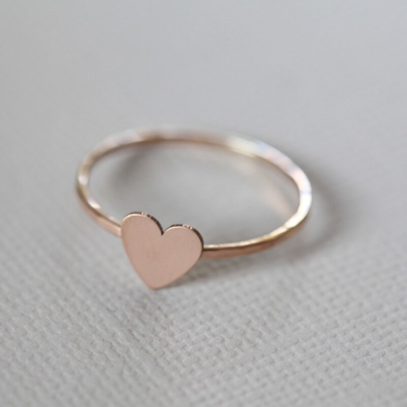 Rose Gold Heart Ring - Etsy