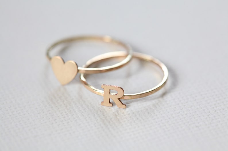 Stackable Initial Ring Monogram Ring Dainty Ring Letter | Etsy