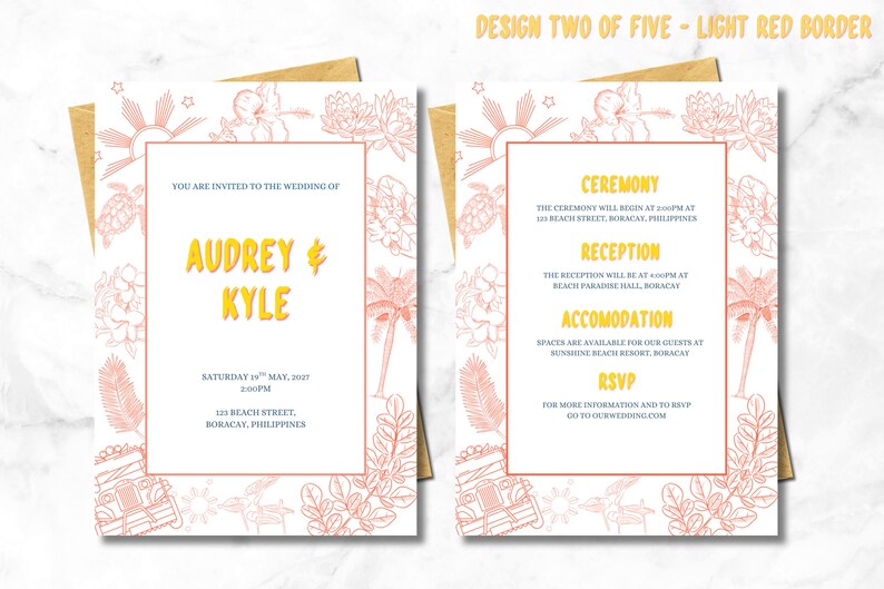 Philippines Wedding Invitation Template - 5 Colours Included – Filipino ...