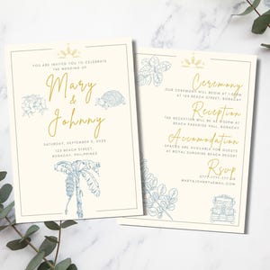 Philippines Wedding Invite Template | Editable Minimalist Tropical ...