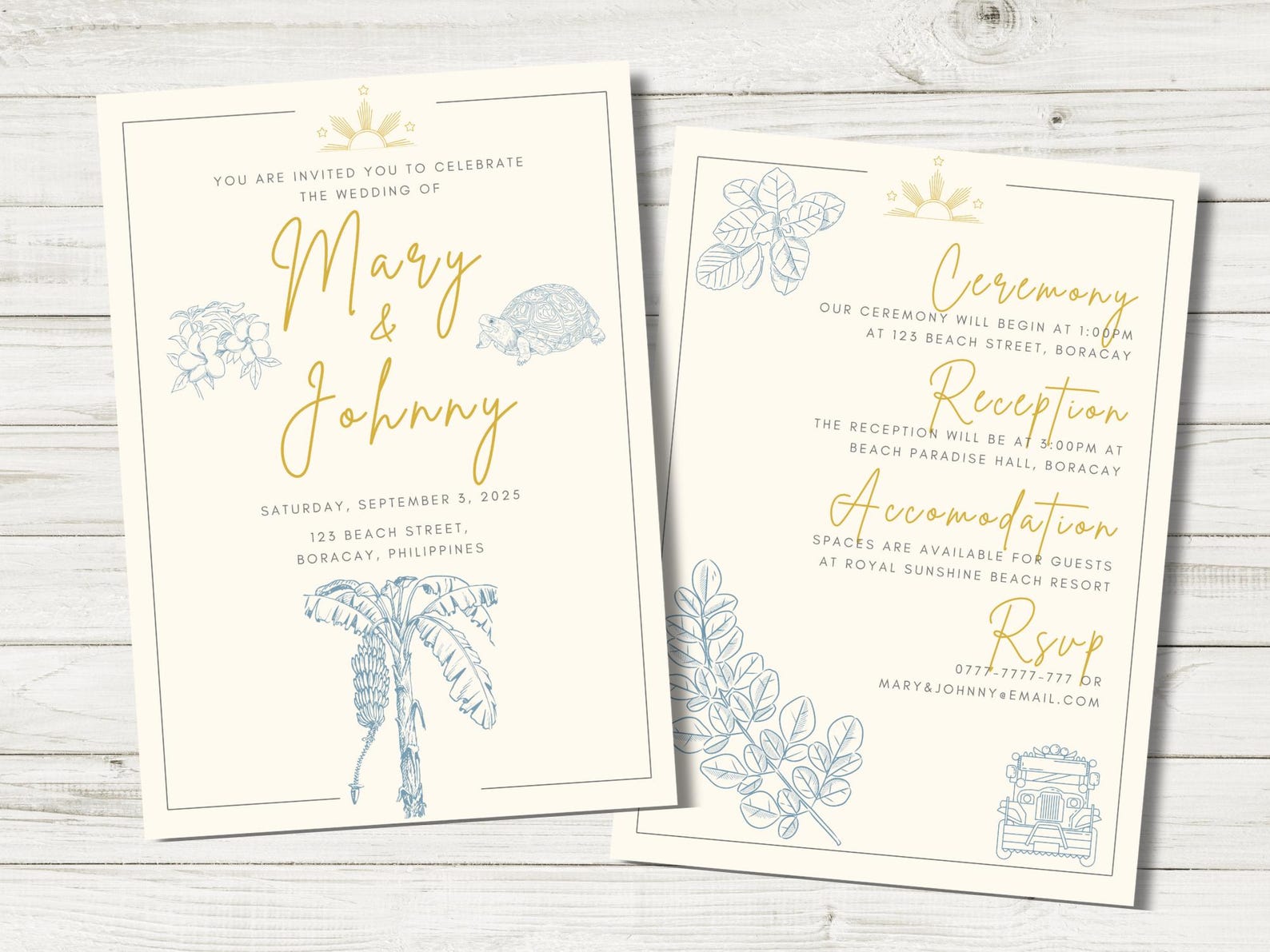Philippines Wedding Invite Template | Editable Minimalist Tropical ...
