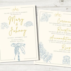 Philippines Wedding Invite Template | Editable Minimalist Tropical ...