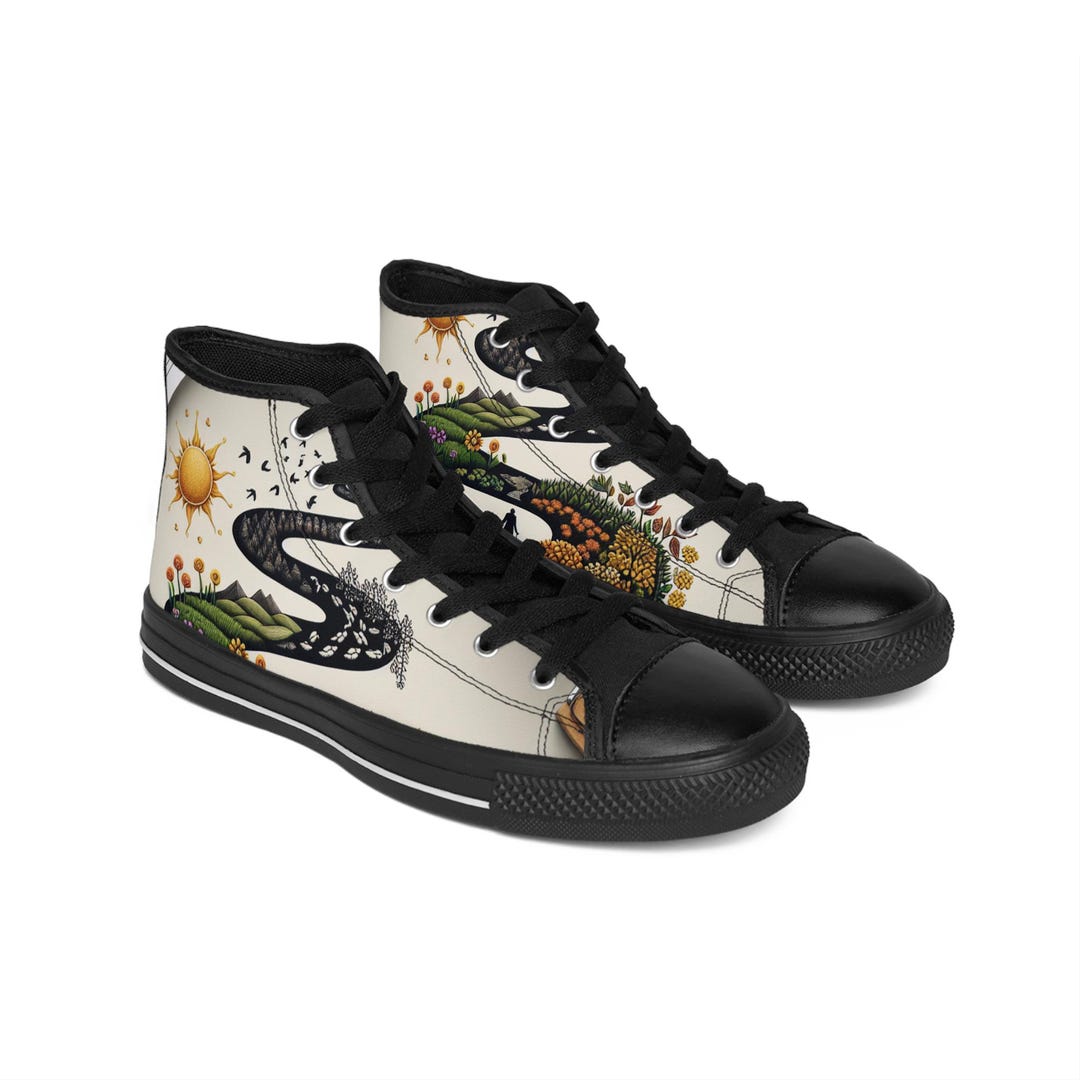 Artistic High-top Sneakers, Unique Design Shoes, Customizable Footwear ...