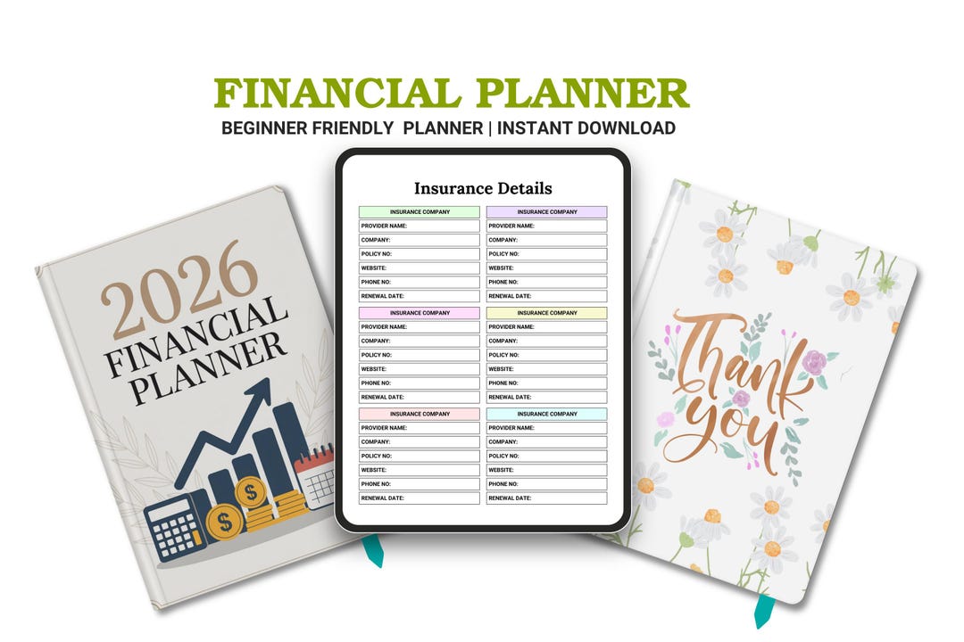 2026 Financial Planner Printable - Budget Tracker, Expense Log, Income ...