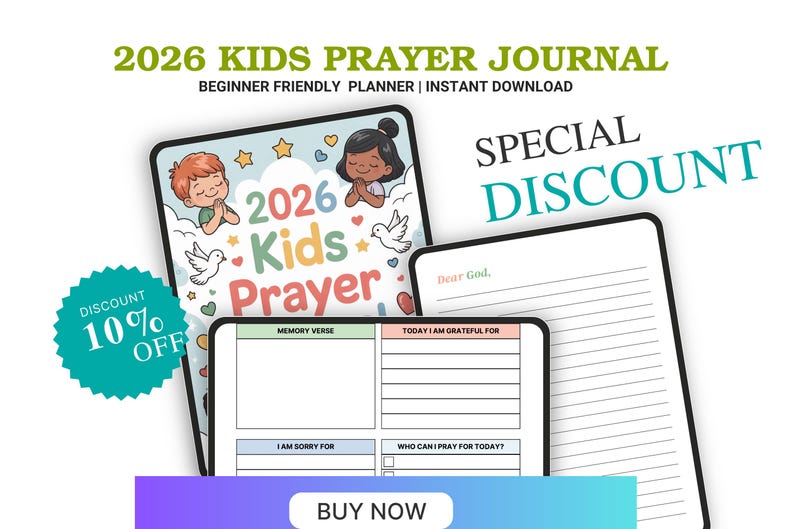 Kids Prayer Journal – Daily Prompts, Gratitude, Bible Memory (digital ...