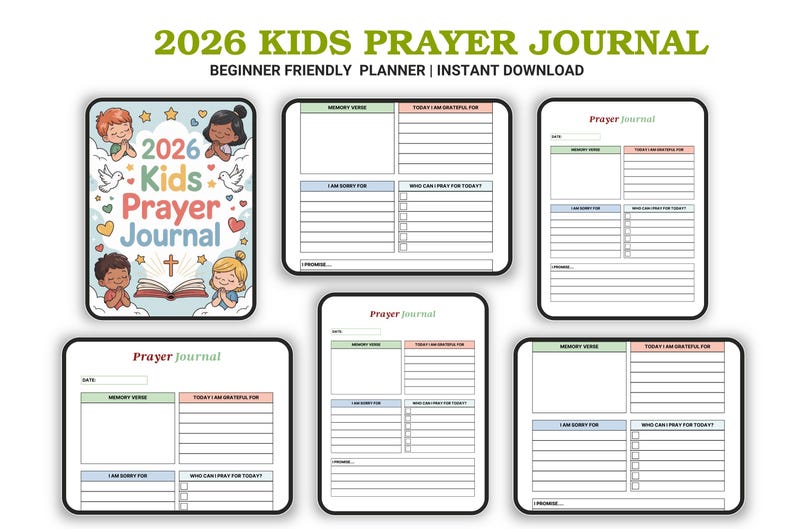 Kids Prayer Journal – Daily Prompts, Gratitude, Bible Memory (digital ...