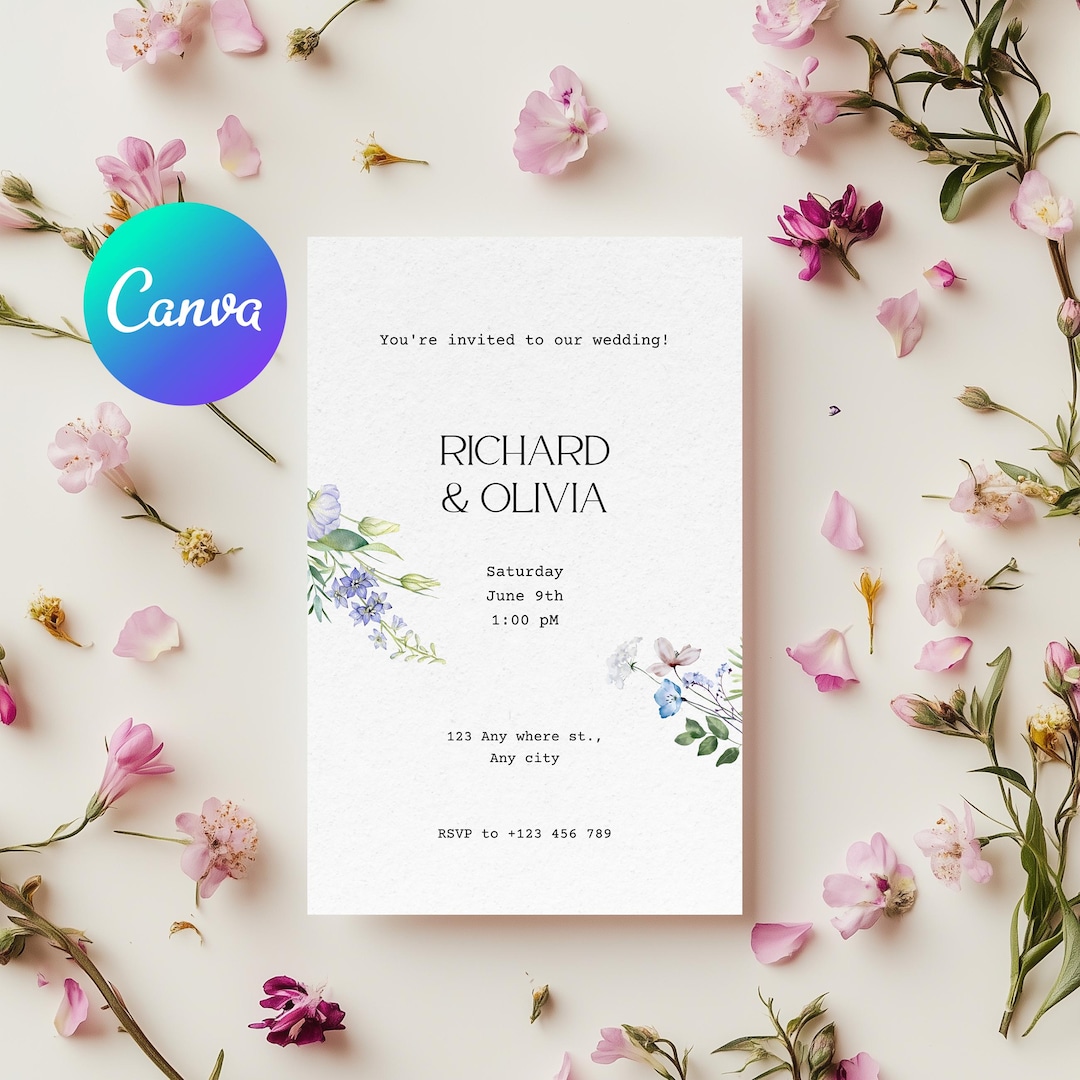Editable Wild Flower Invitation | Boho Floral Invitation | Wedding ...