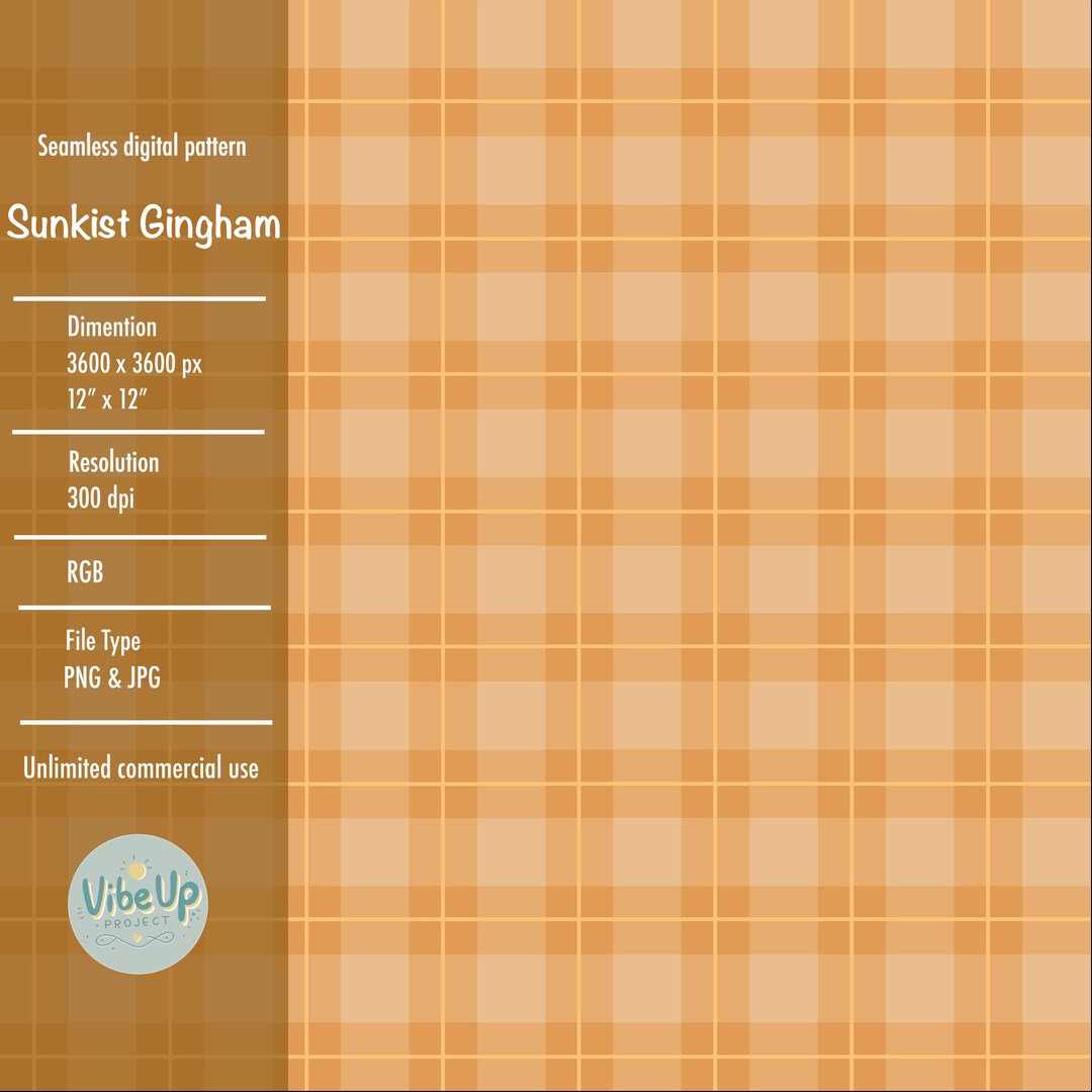 Sunkist Gingham Seamless Pattern | Summer Theme | Orange Tartan ...