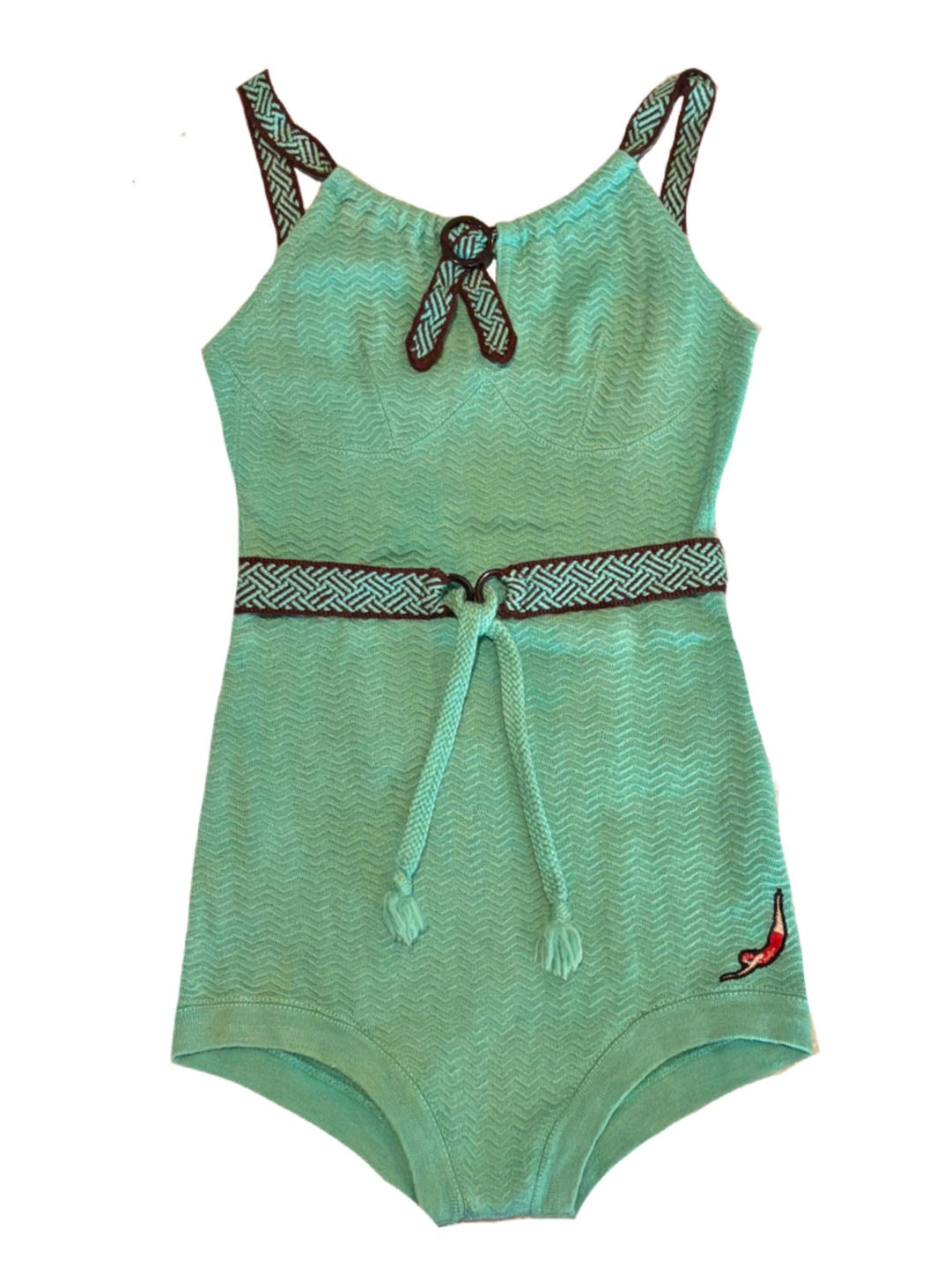RARE Vintage 30s Jantzen Swimsuit Aqua Green and Chocolate Brown ...
