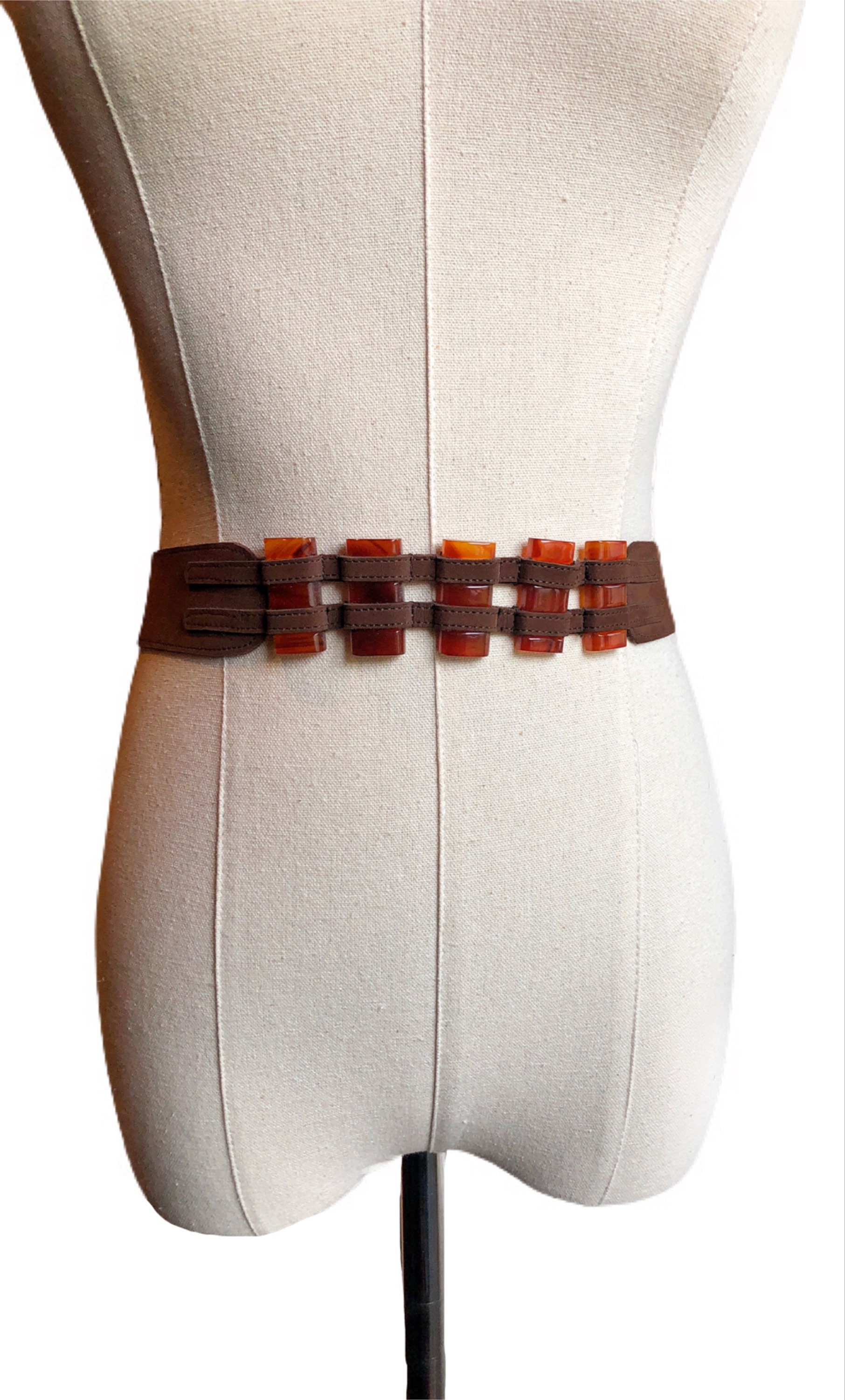 Vintage 40s Dark Chocolate Brown Belt With Lucite Tortoise Shell ...