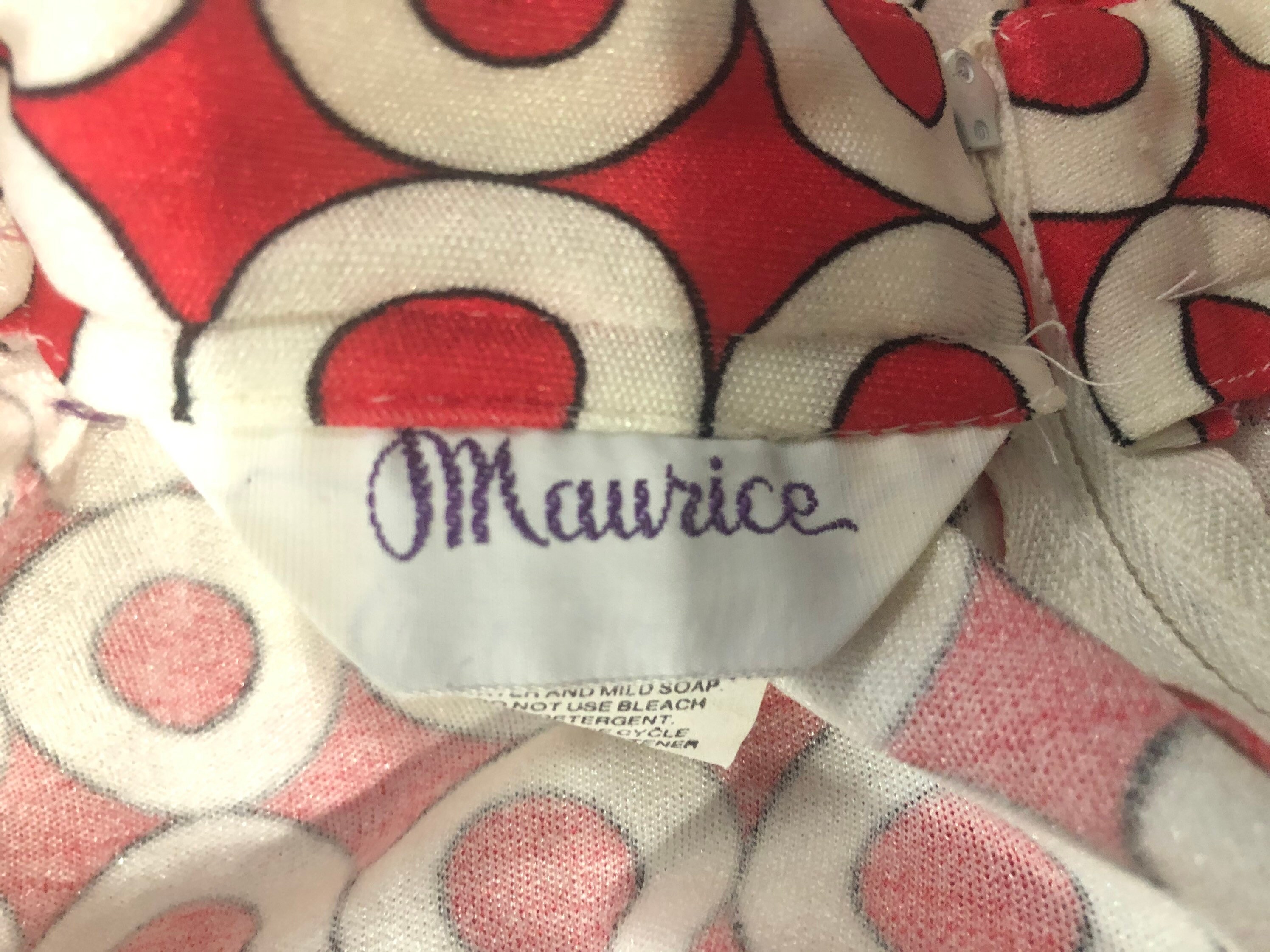 Vintage 70s MAURICE Dress Red White & Black Bulleseye Op-art Dress With ...