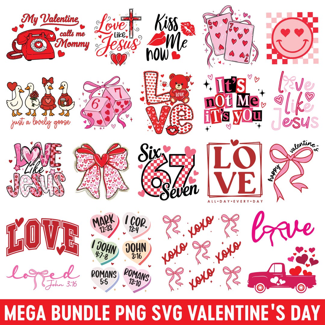 Mega paquete PNG SVG Día de San Valentín / San Valentín png y svg ...