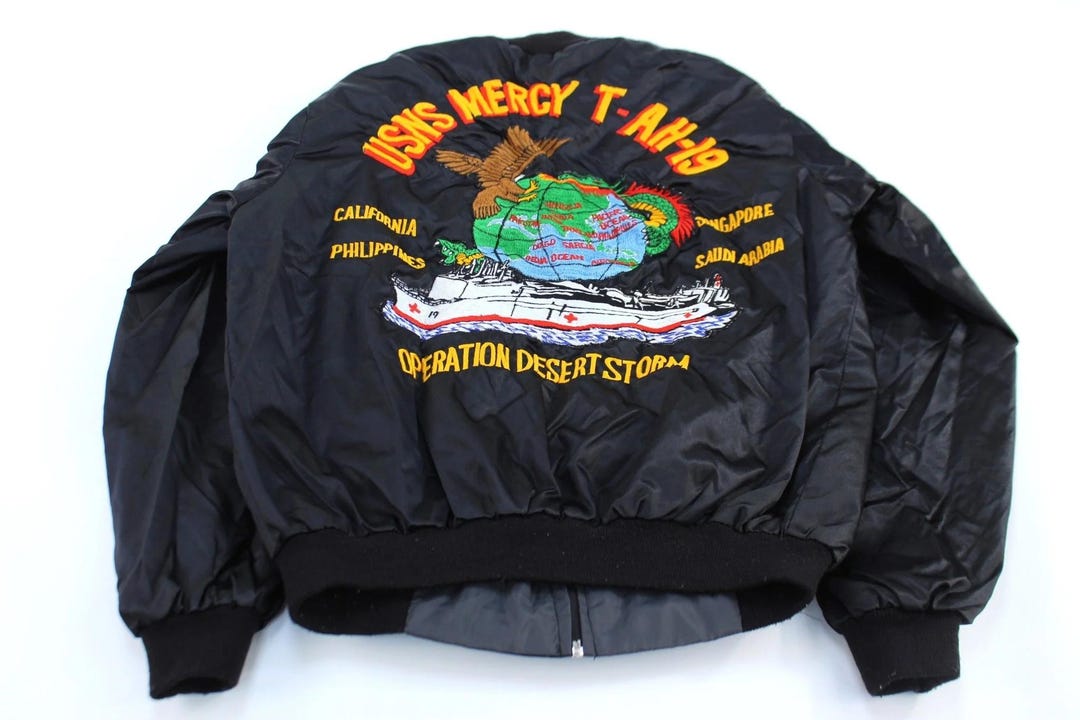 Operation Desert Storm USNS Mercy Embroidered Naval Bomber Jacket - Etsy
