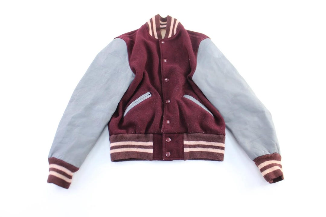 70's Howe's Burgundy & Grey Varsity Jacket - Etsy