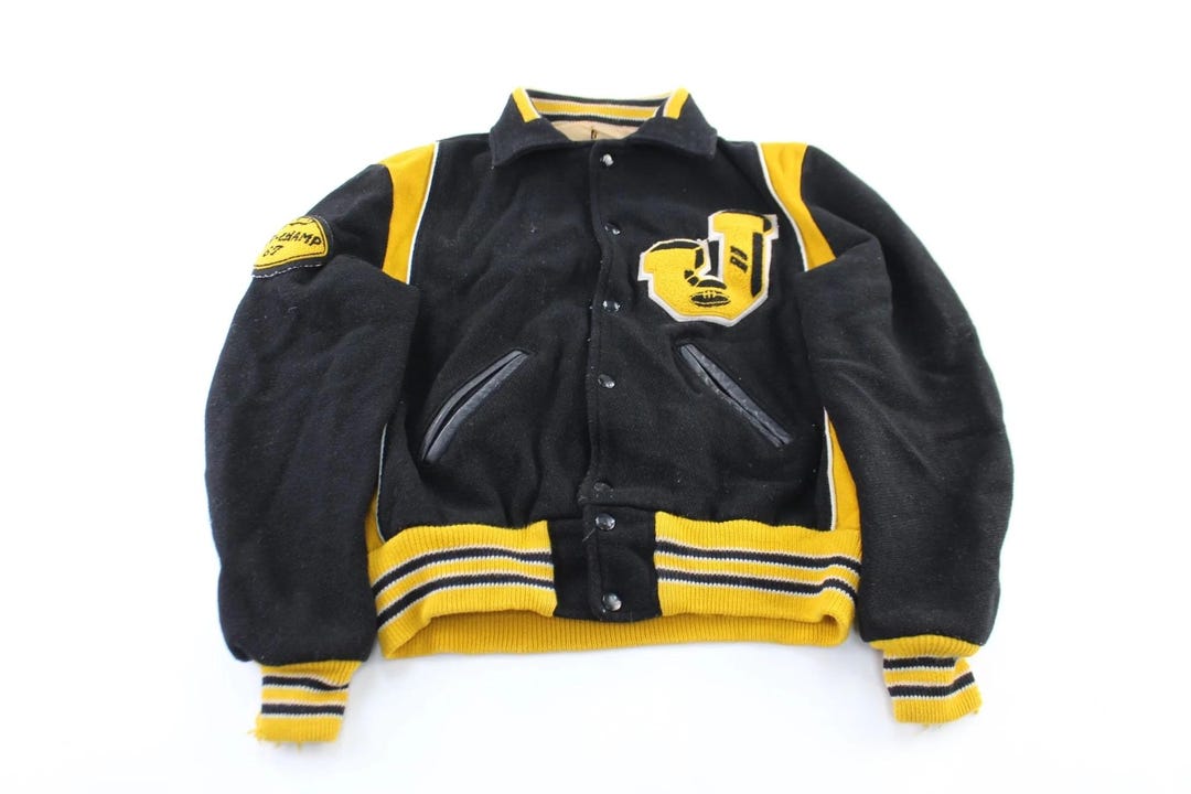 1967 Black & Yellow Wool Varsity Jacket - Etsy